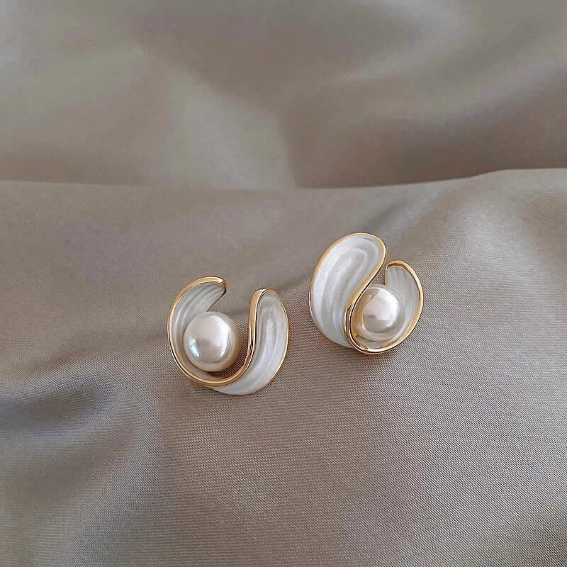 Luxury Earrings with White Opal and Pearls in Gold – Lara Green Jewelry
